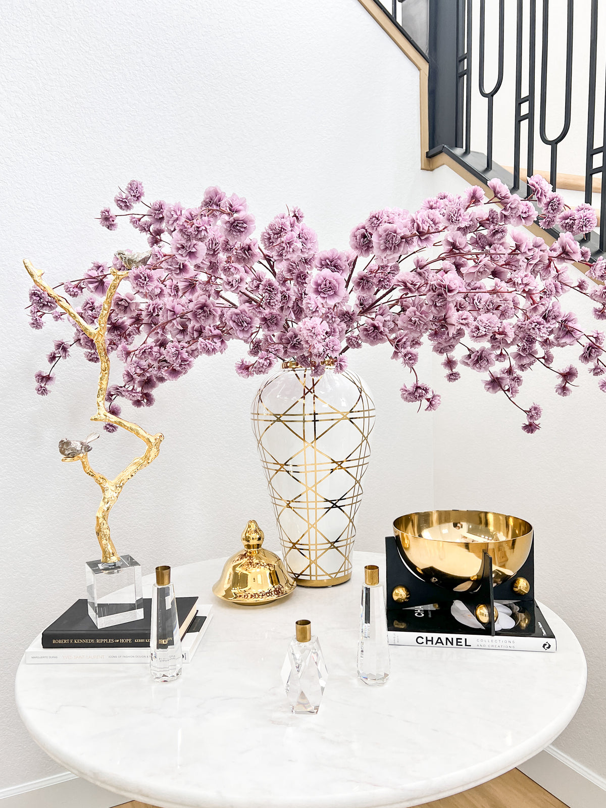 Gold Decorative Bowl on Black Stand (3 Sizes) | HTS HOME DECOR