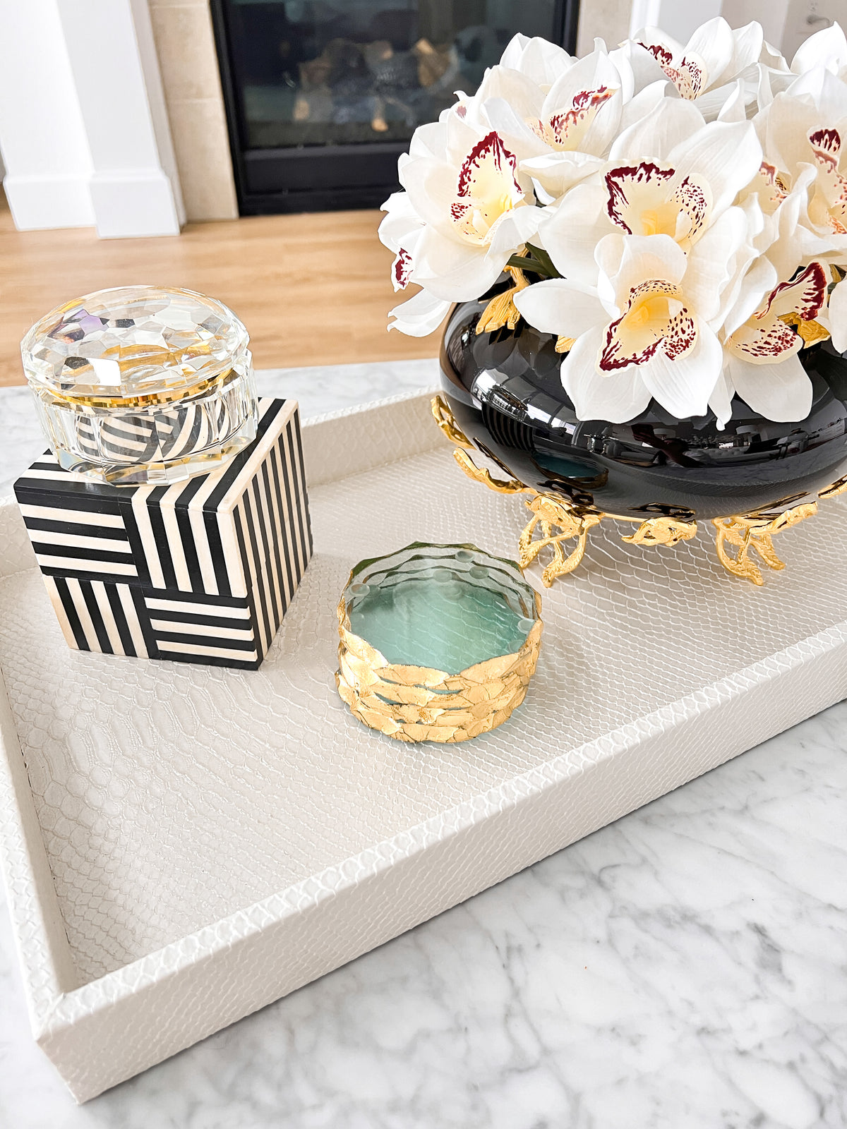 Gold Edge Glass Coaster (Set of 4) | HTS HOME DECOR