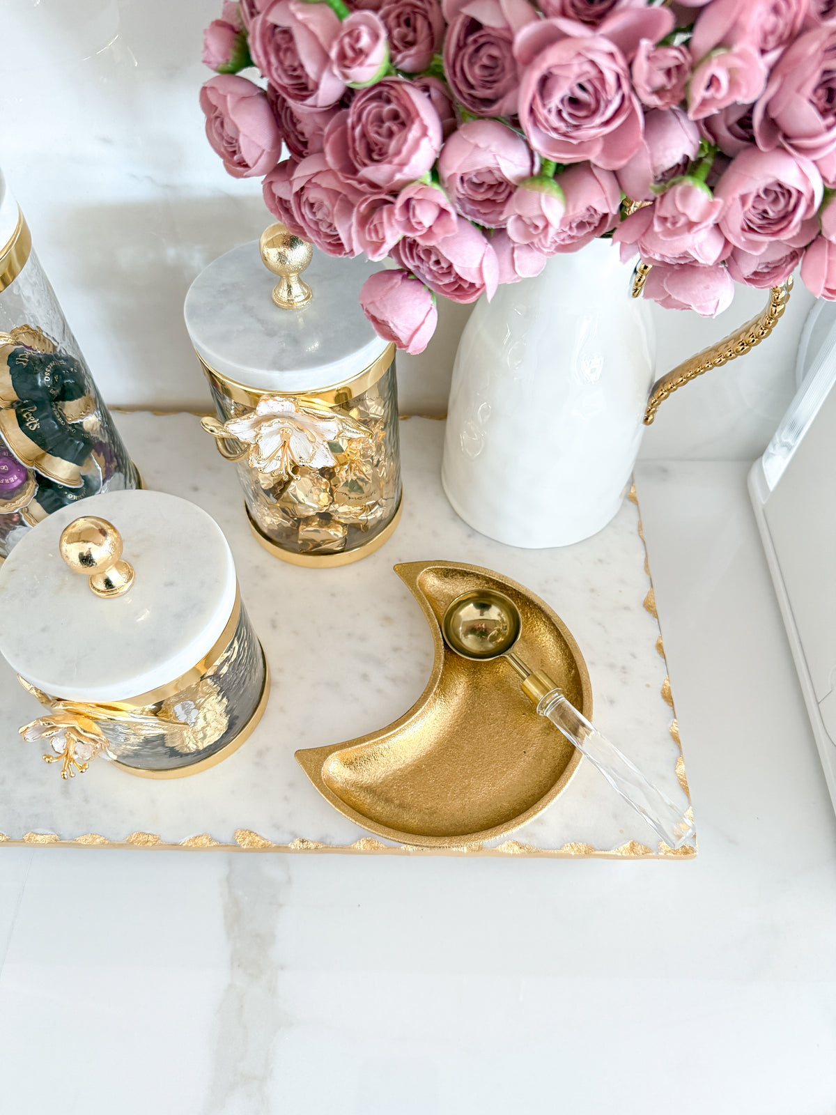 Gold Crescent Moon Shape Spoon Rest | HTS DECOR