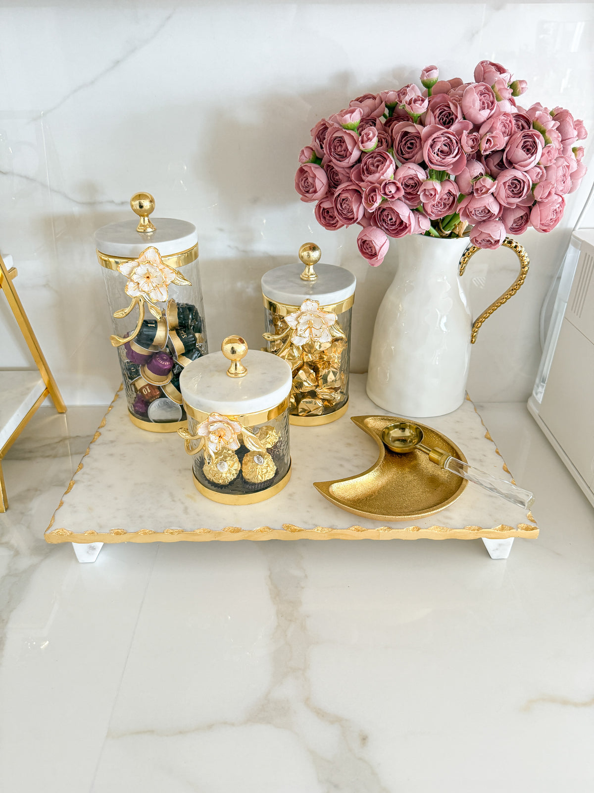 Gold Crescent Moon Shape Spoon Rest | HTS DECOR