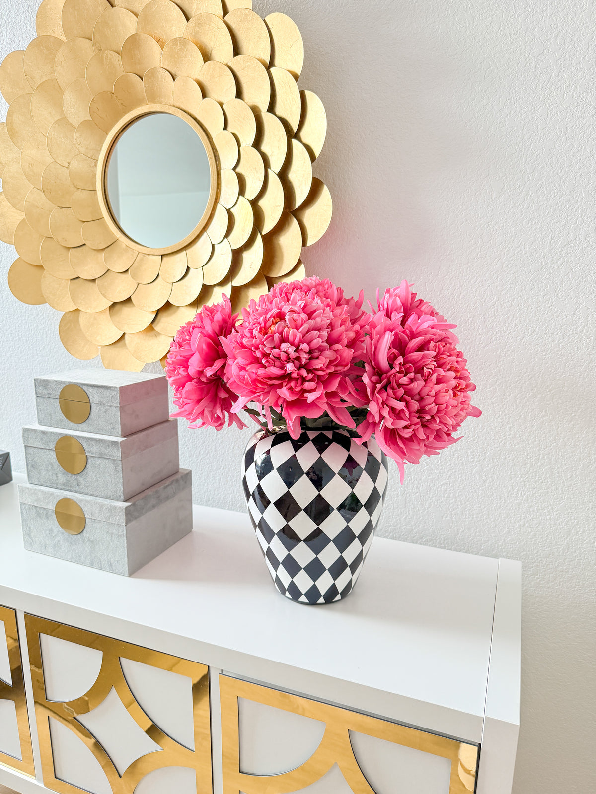 Faux Fuchsia Pink Mums Flower Stem | HTS DECOR