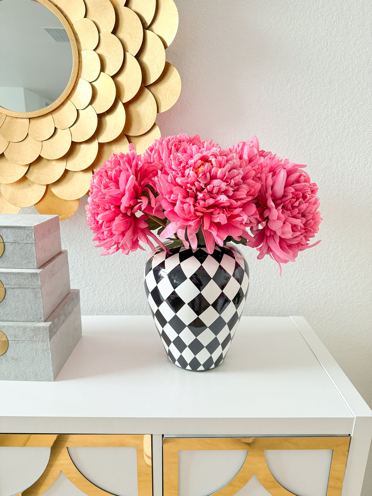 Faux Fuchsia Pink Mums Flower Stem | HTS DECOR