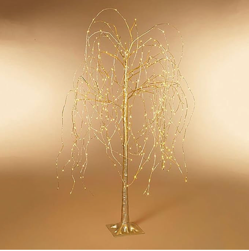 Gold Hanging Fairy Light Tree With LED Lights | HTS DECOR