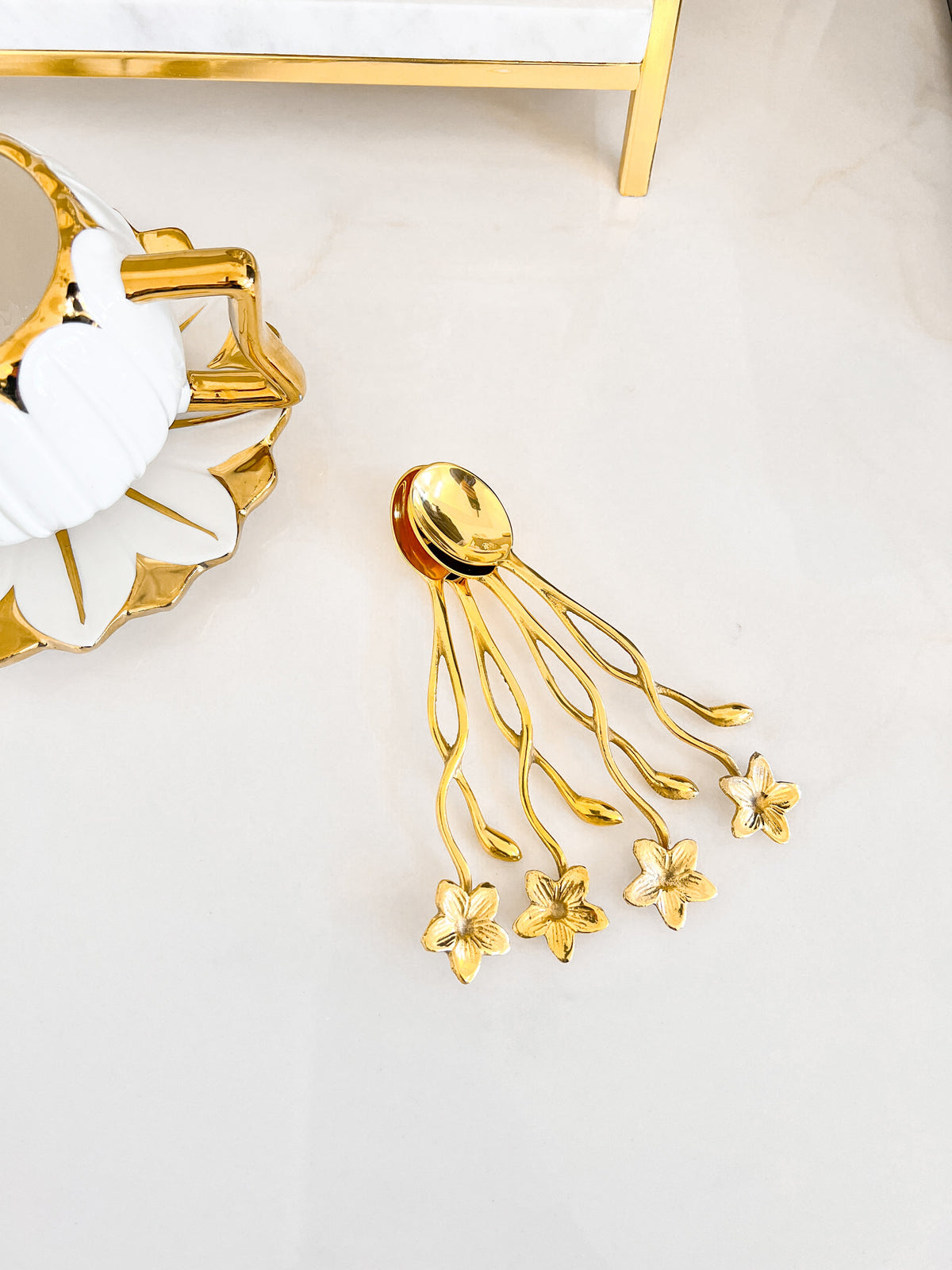 Gold Branched Flower Tea Spoon (Set of 4) | HTS DECOR