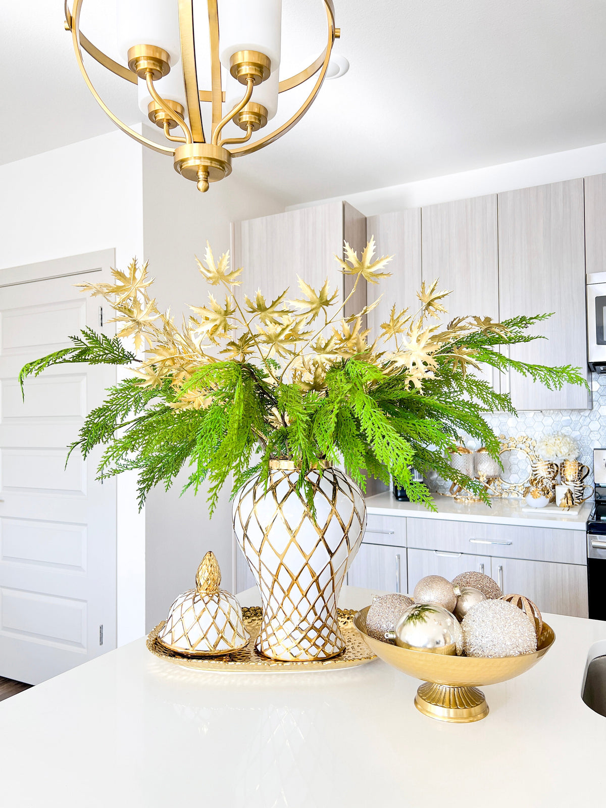 Gold Metallic Leaf Spray (Pack of 3) | HTS DECOR