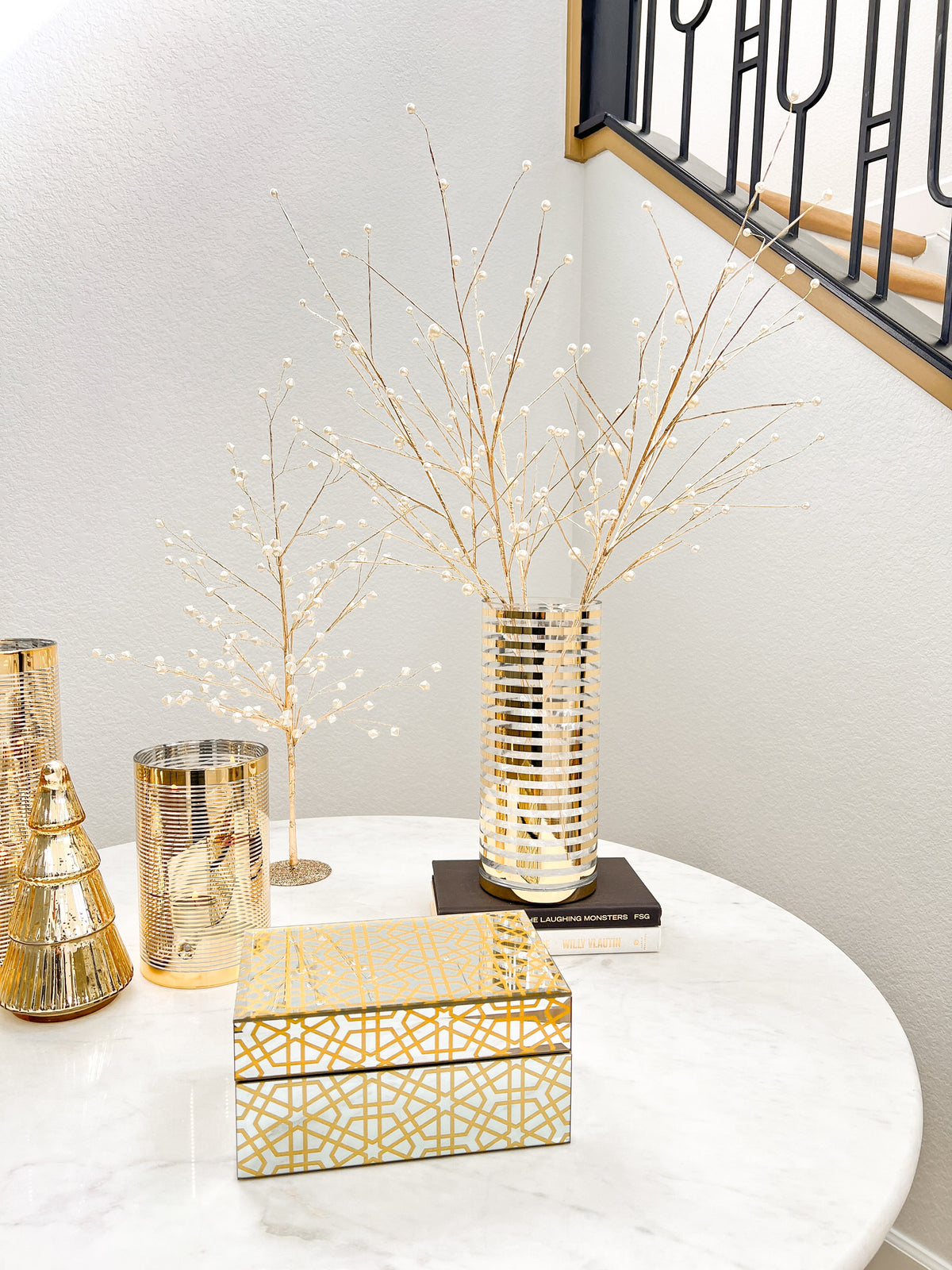 Gold Pearl Jeweled Stem (Pack of 3 Stems) | HTS DECOR