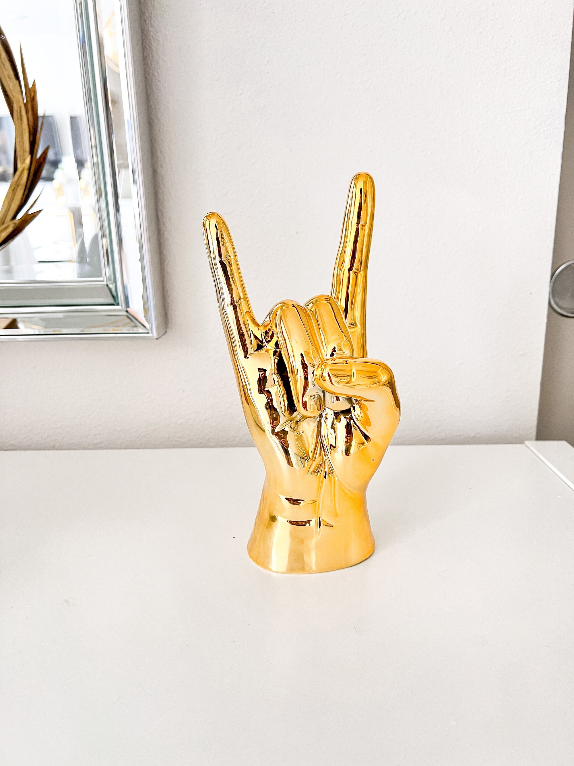 Gold Rock On Hand sculpture Key Holder | HTS HOME DECOR