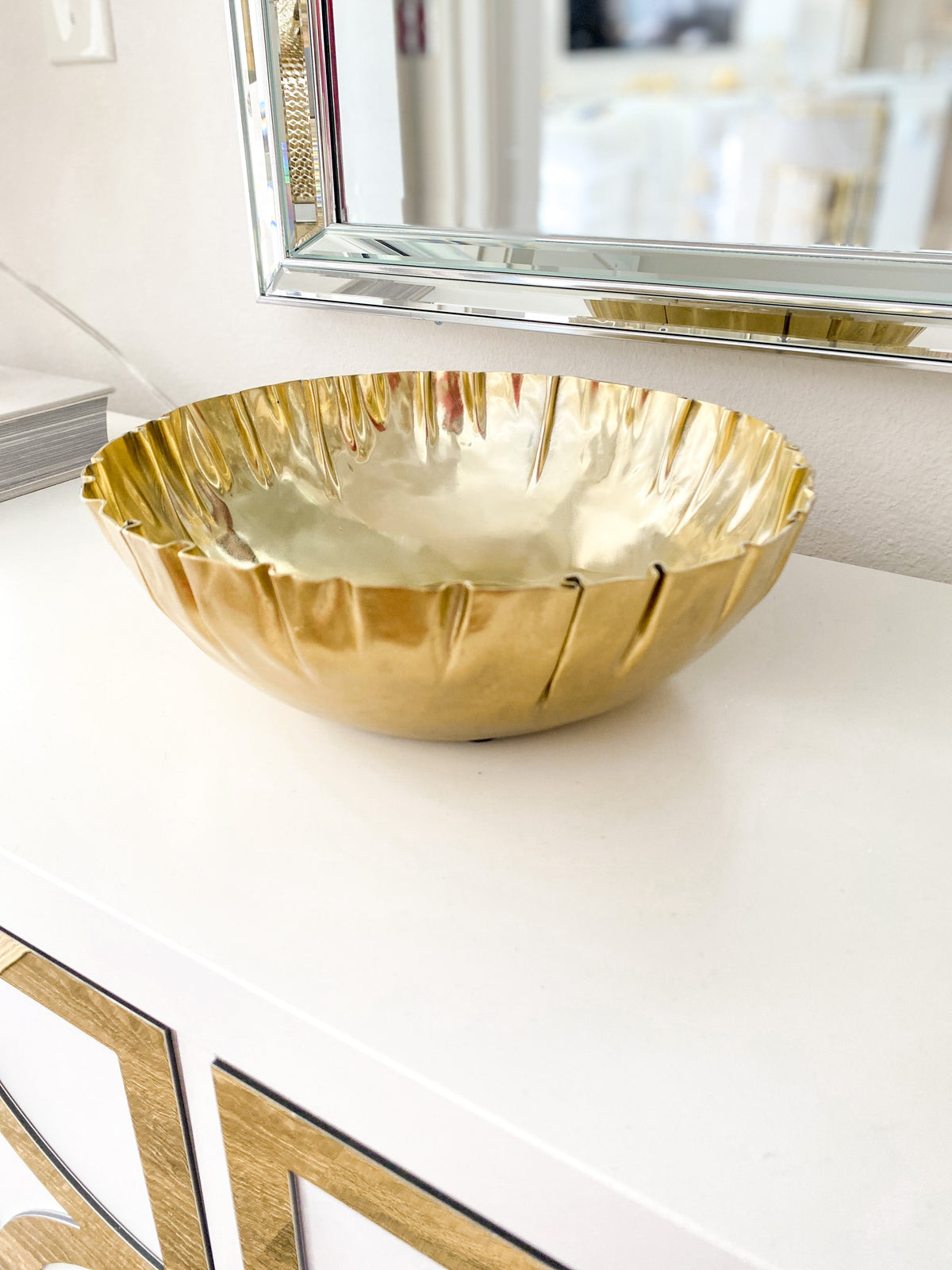 Gold Ruffled Decorative Bowl | HTS DECOR