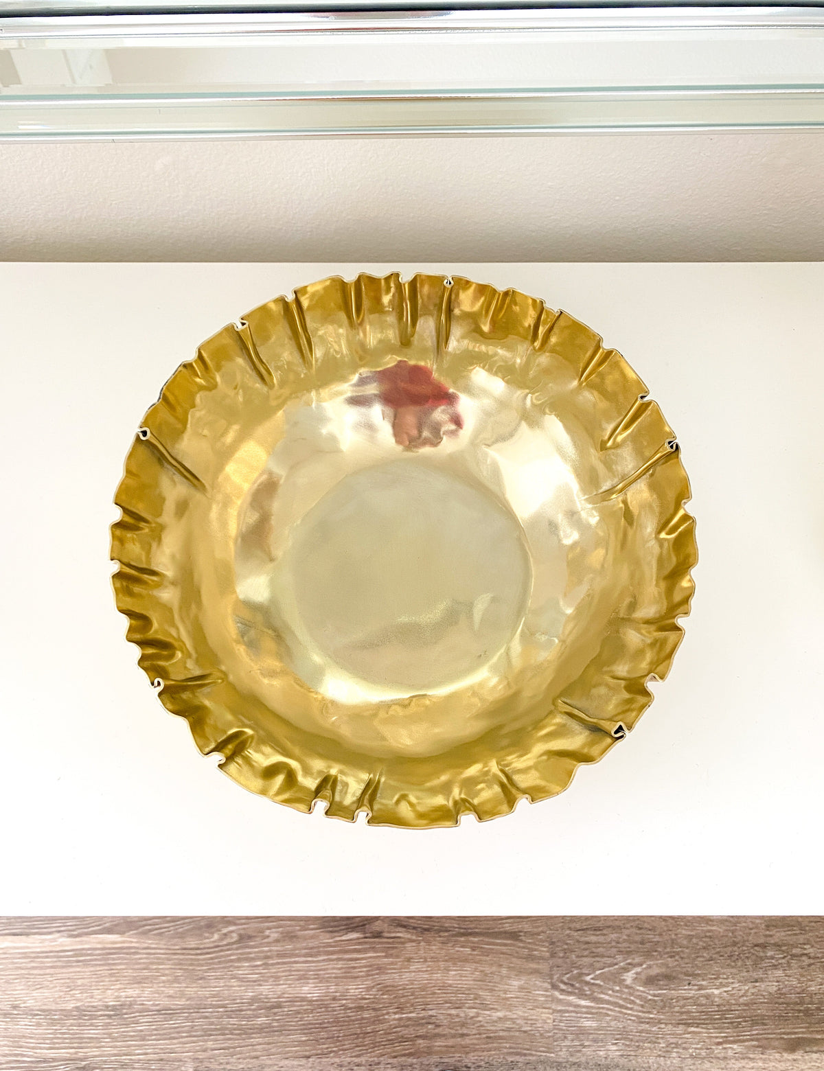 Gold Ruffled Decorative Bowl | HTS DECOR
