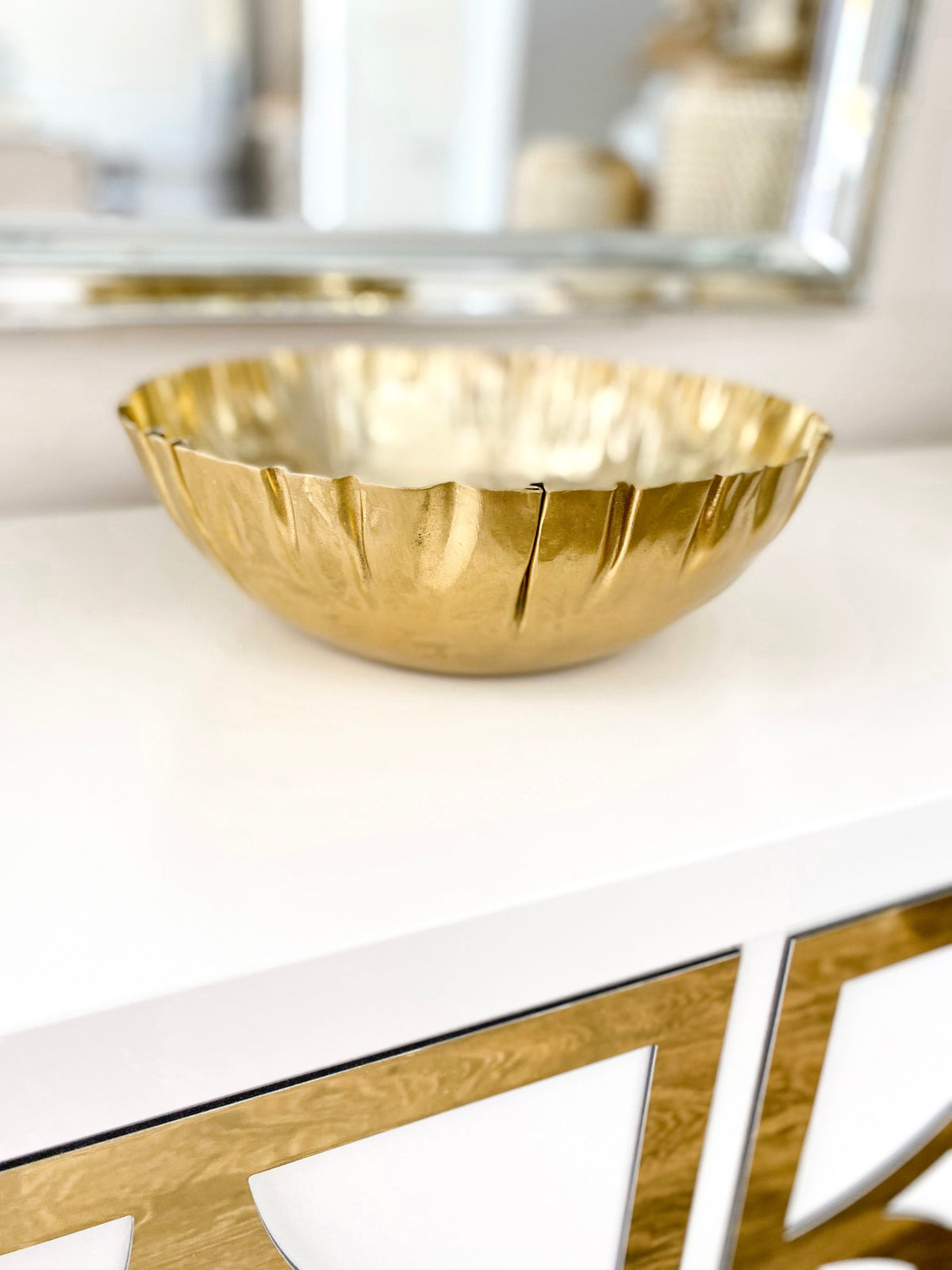 Gold Ruffled Decorative Bowl | HTS DECOR