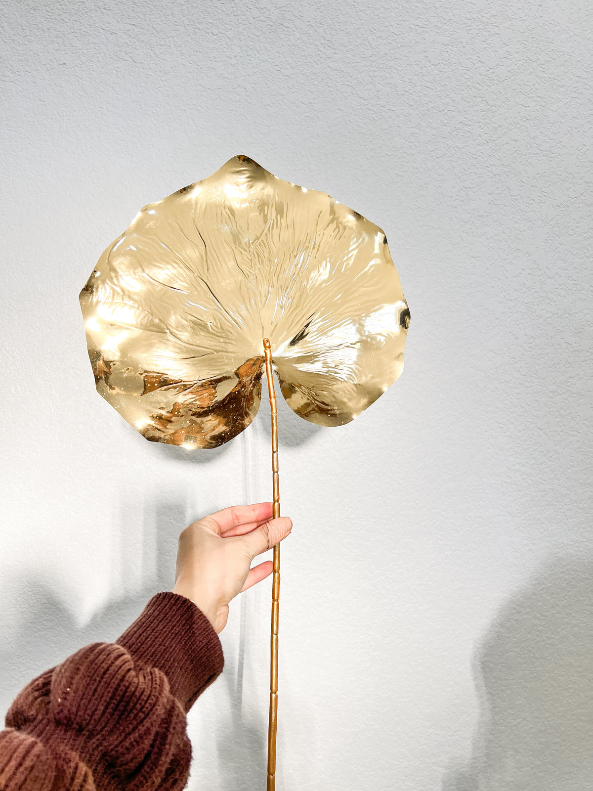 Gold Metallic Lotus Leaf Stem (Pack of 2 Stems) | HTS DECOR