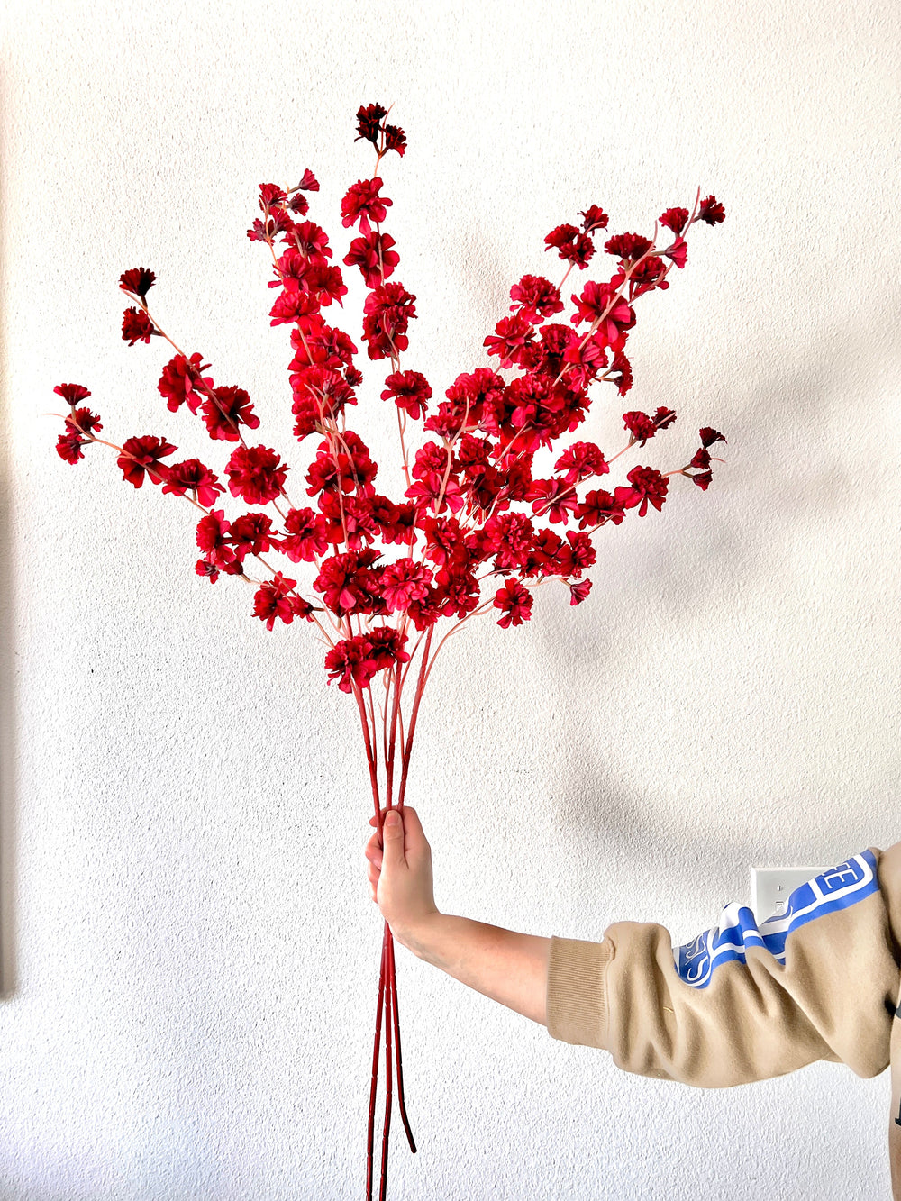 Red Cherry Blossom Stem (Pack of 3 Stems) | HTS HOME DECOR